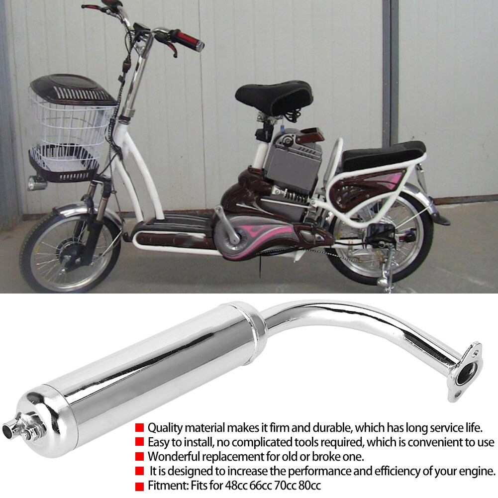 Car Motorized Bicycle Bike Engine Exhaust Pipe Muffler Part For 48cc ...