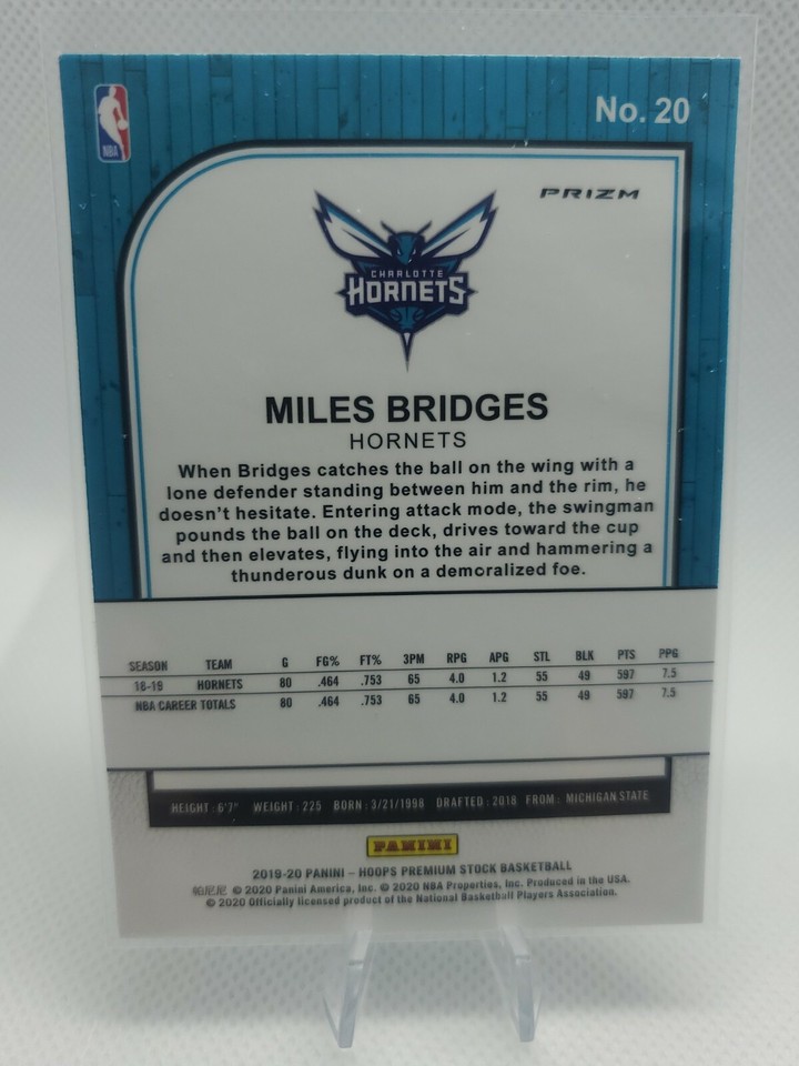 2019-20 Hoops Premium Stock Hornets Miles Bridges GREEN PRIZM Card! | eBay
