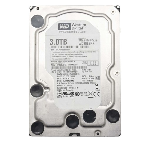 WD WD30EZRX HDD Hard Disk 3TB 3000GB 3.5” SATA Hard Drive Computer NAS ...
