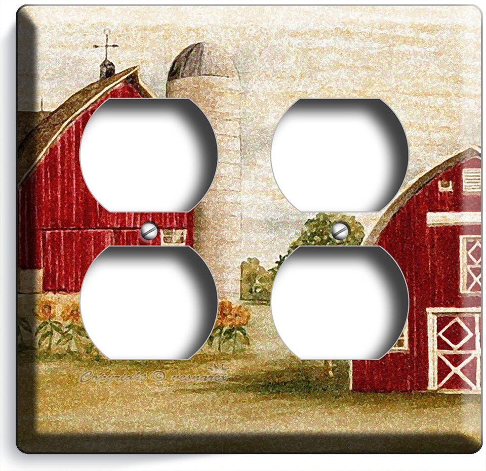 COUNTRY FARM RED BARNS LIGHT SWITCH OUTLET WALL PLATE RUSTIC HOME ART ...