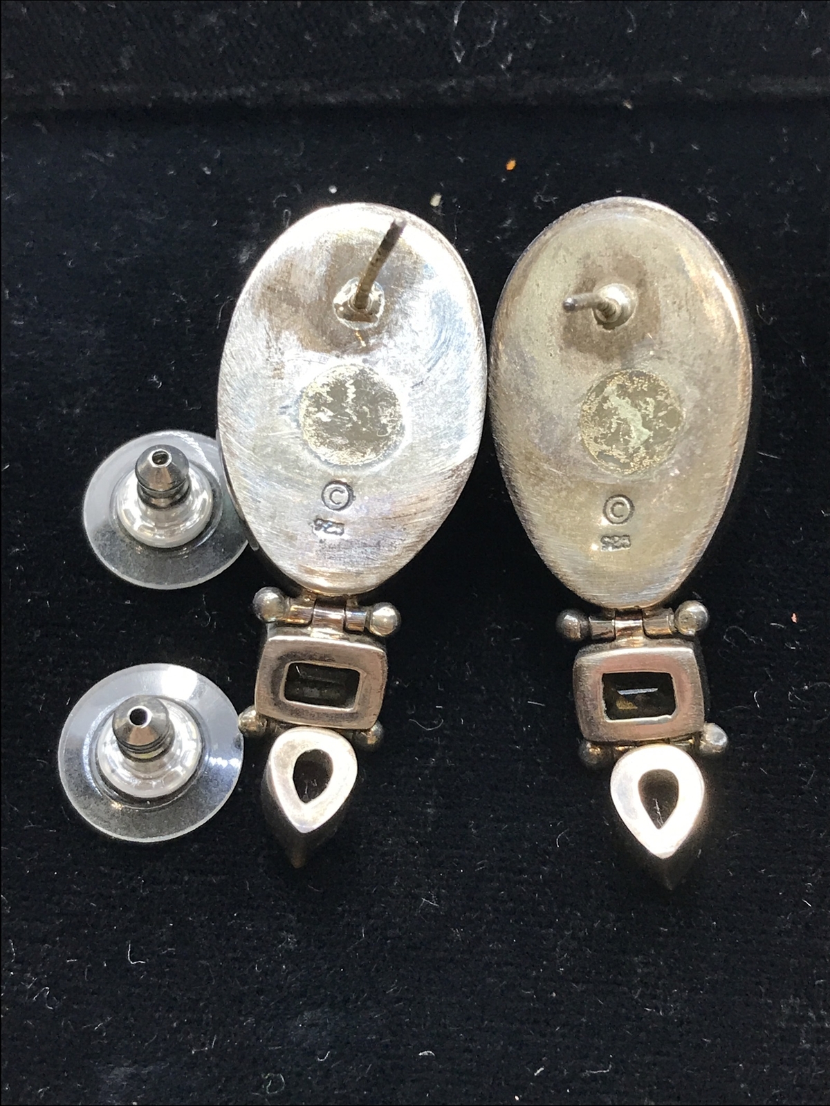 Vintage Steven Ruse Ambershawn 925 SS Osmena Pearl & Multi Gem Earrings ...