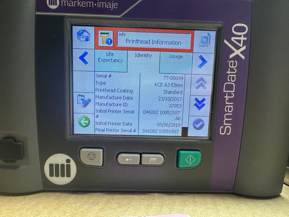 Markem Imaje SmartDate X40 53mm Thermal Transfer Printer RH Right & Controller | eBay