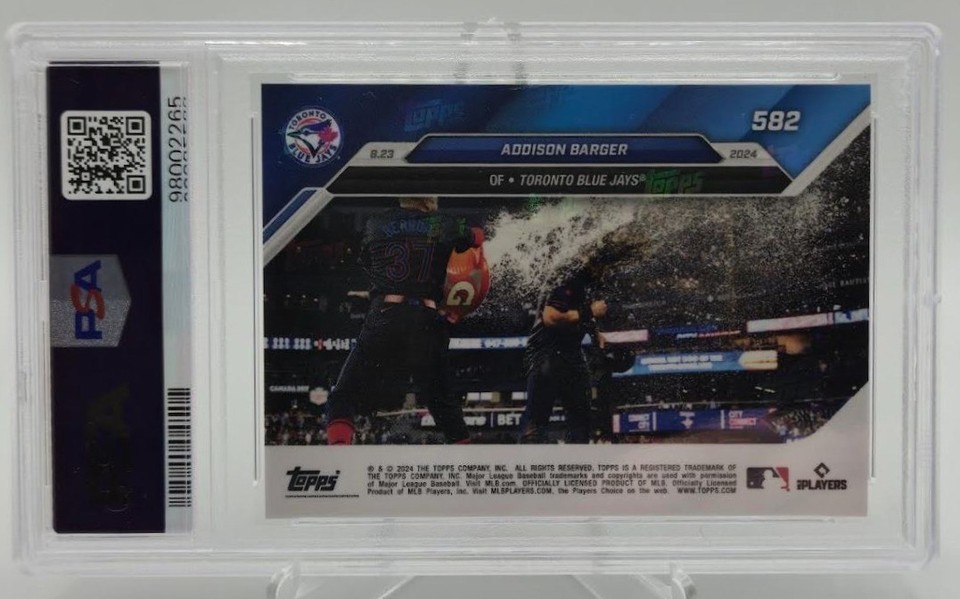 2024 Topps Now #582 Addison Barger Rookie RC Toronto Blue Jays PSA 10 ...