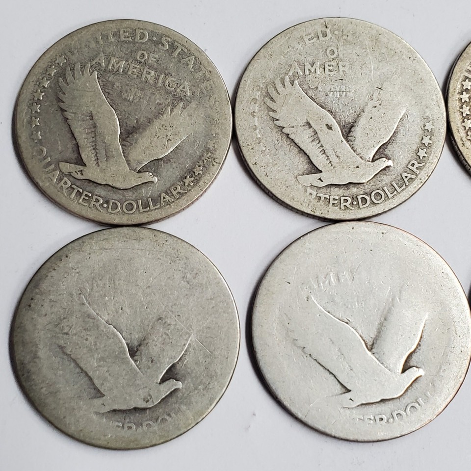 1916 or 1917 STANDING LIBERTY SILVER QUARTERS, NO DATE, TYPE 1 (10 Coin ...