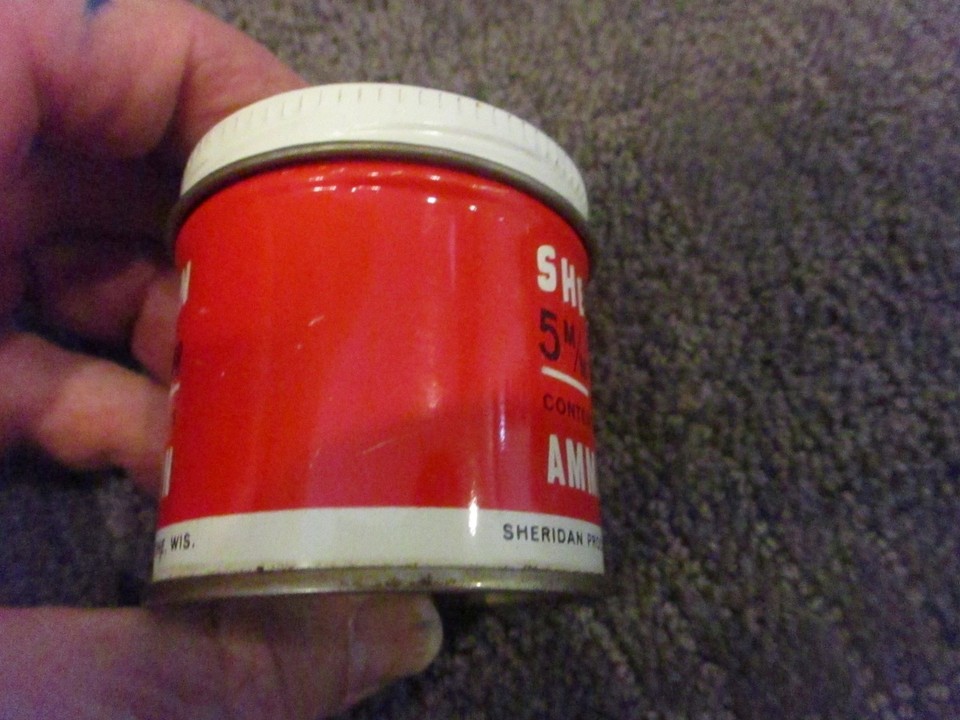 Vintage Sheridan 5mm/ Airgun Pellets (500) Red and White Tin about half ...