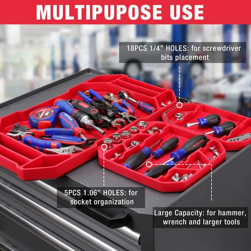 5-Piece Non-Slip Tool Tray Set, 3-Piece Silicone Flexible Tools ...