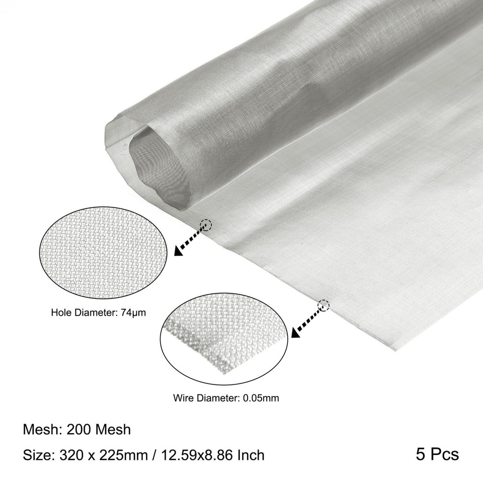 5pcs Woven Wire Mesh 320x210mm 200 Mesh 304 Stainless Steel for Air ...