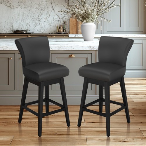 Counter Height Bar Stools Set of 2，360° Swivel Upholstered Bar Stools ...