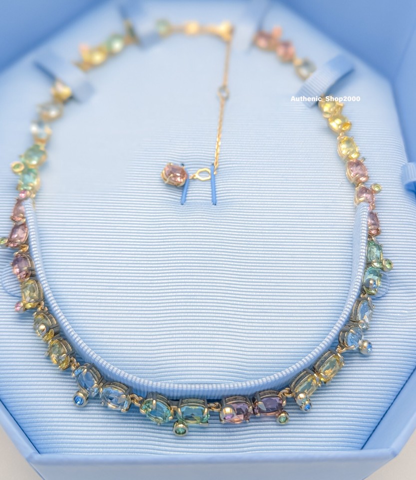 NEW 100% Authentic SWAROVSKI Multicolor Crystals Gema Tennis Necklace ...