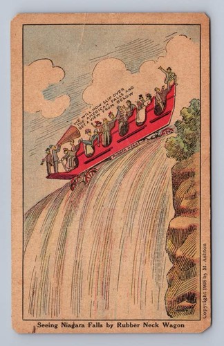 Tour Bus Going Over Niagara Falls "Rubber Neck Wagon" Antique Ashton ...
