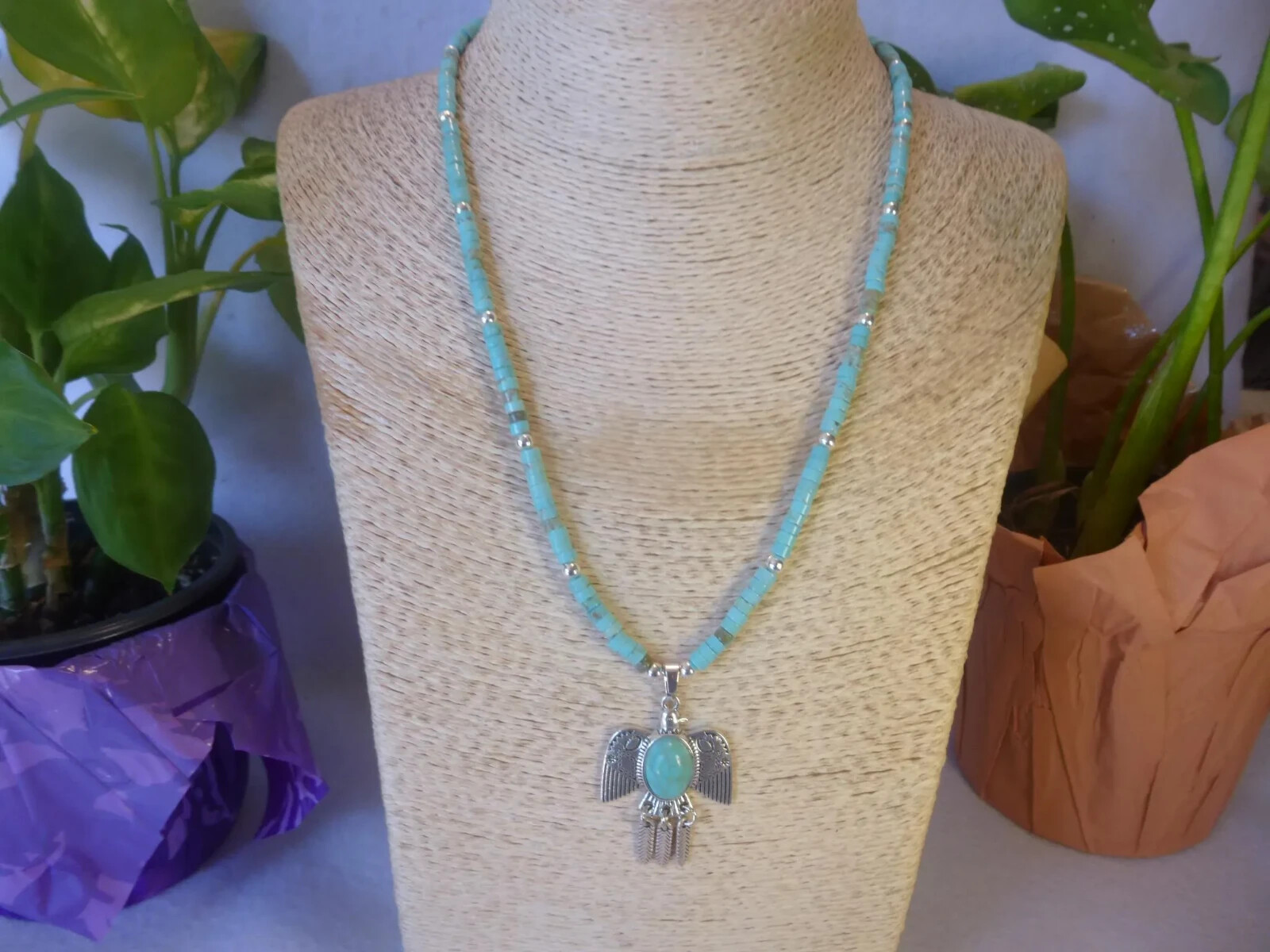 Turquoise Thunderbird Turquoise Heishi Bead Native Am… - Gem