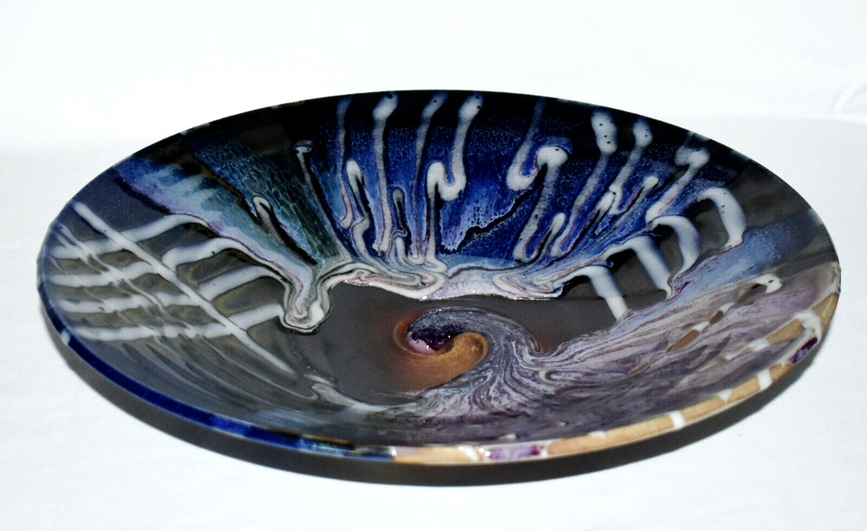 Matthew Patton Orcas Island Studio Art Pottery 13" Abstract Footed Bowl ...