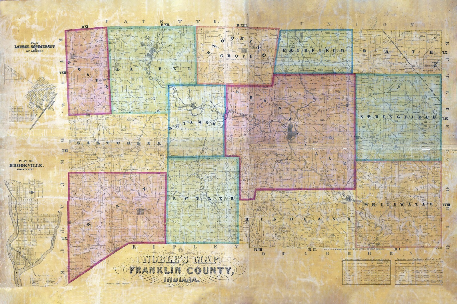 1858 Map of Franklin County Indiana | eBay