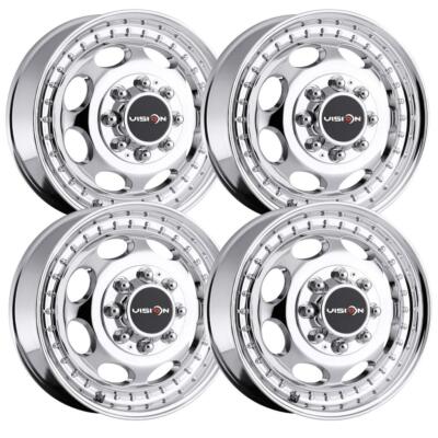 (Set-4) Vision 181Z Hauler Dually 19.5x6.75 8x6.5 102mm Chrome Wheels ...