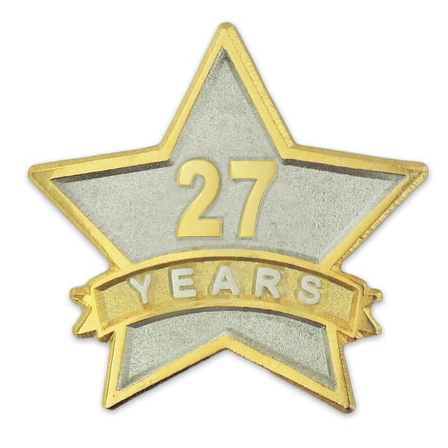 PinMart's 27 Year Service Award Star Corporate Recognition Dual Plated ...