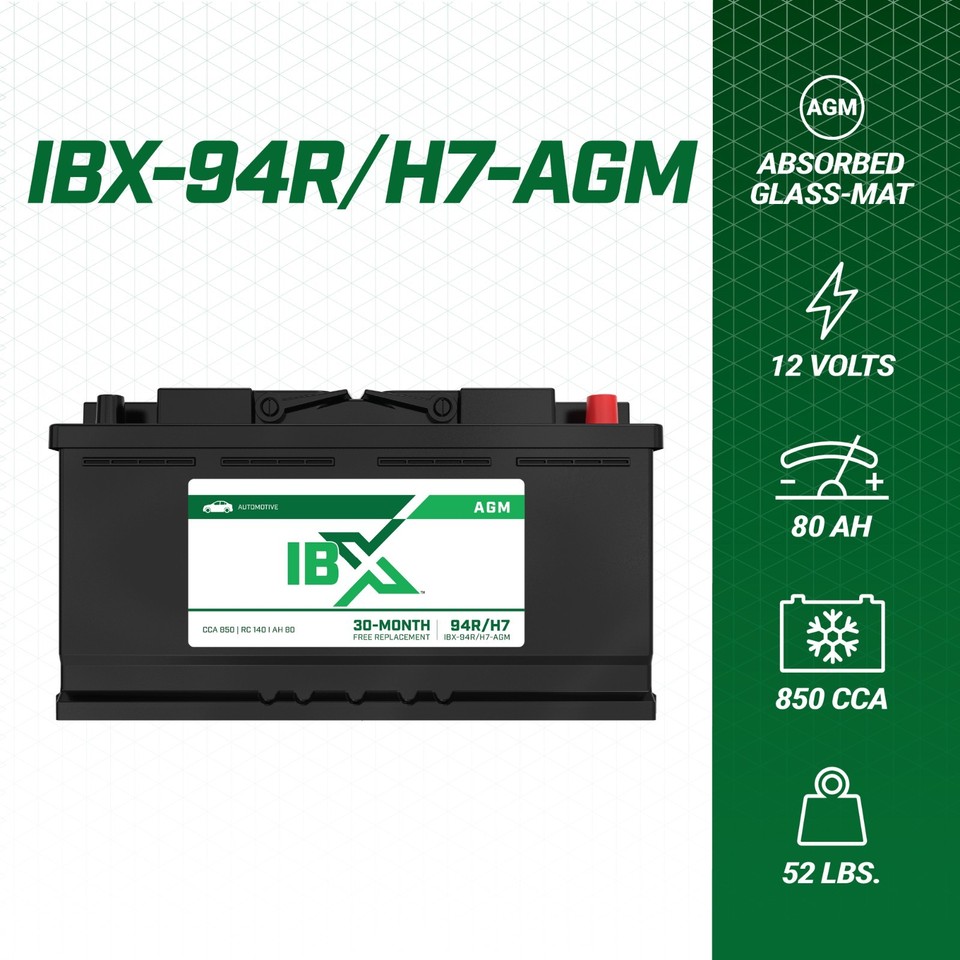 Interstate Batteries IBX AGM SLI 12V 80Ah Group Size H7, 94R Automotive ...