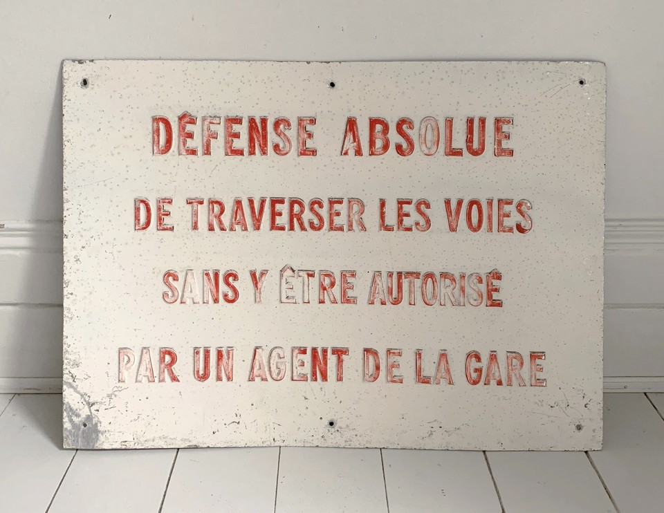 Rare Vintage SNCF French Railway Sign - Embossed Letters On Metal | eBay