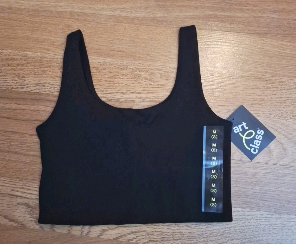 Art Class Black Crop Mid-Rib Girls Stretch Tank Top Shirt Medium (8 ...