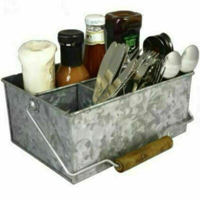 Table Caddy Condiment Holder Galvanised Steel 26.5 x19 x11.5cm ...