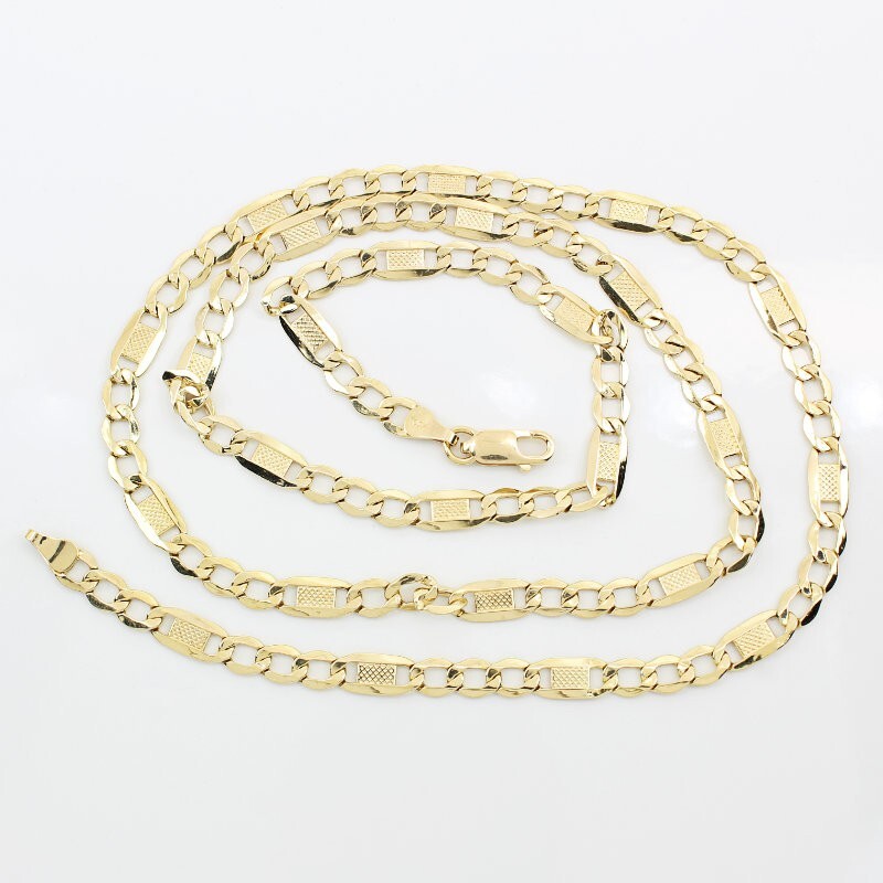 18KYG 24.5 Inch Figaro + Mariner Hybrid Figarucci Link Necklace Chain ...