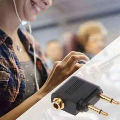 Airplane Flight Aircraft Headphone Adapter for 3.5 mm Plug Jack Socket ...