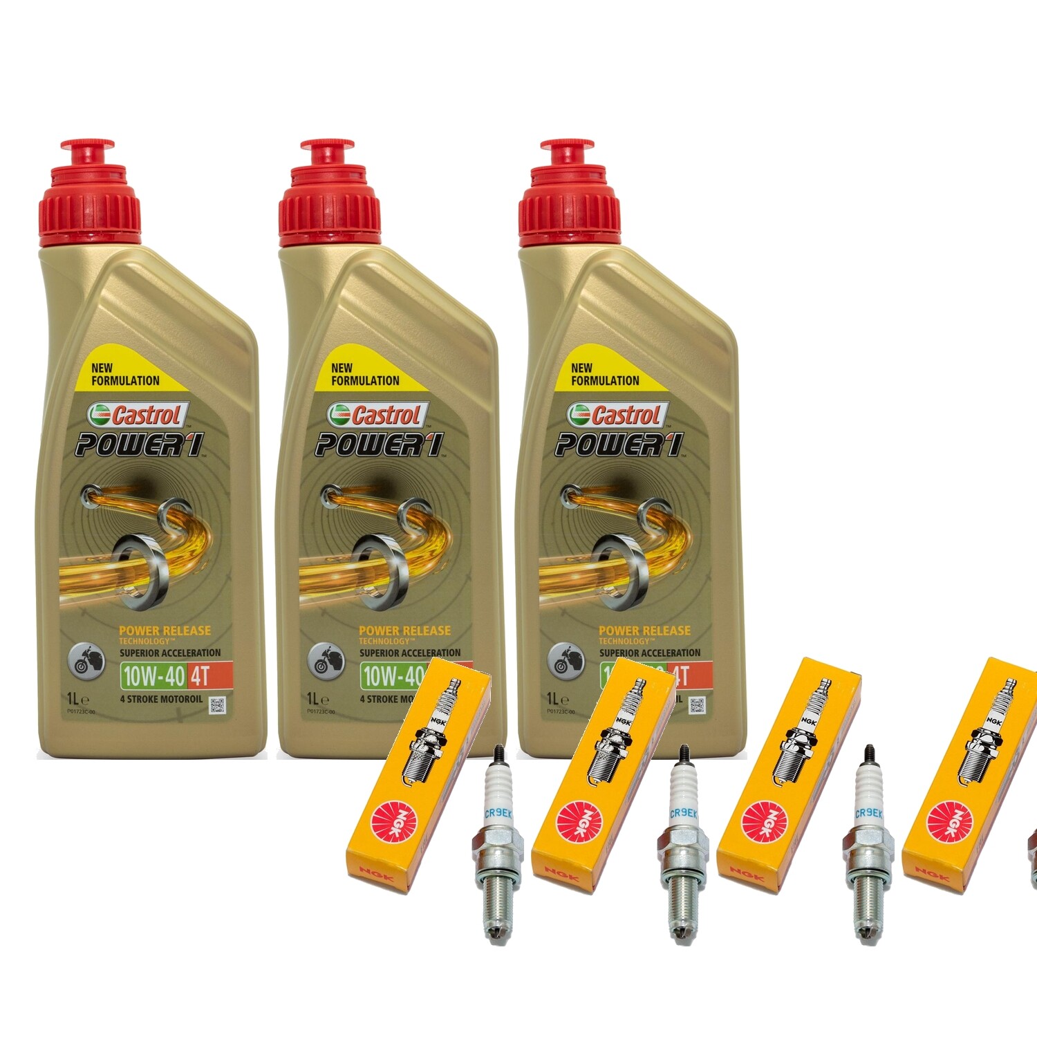 Inspektionspaket MXT 3 Liter Motoröl Castrol 10W-40 + 4x Zündkerze NGK ...