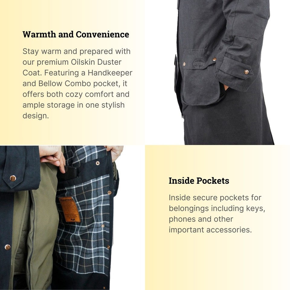 Premium Unisex Western Long Duster Oilskin Jacket Waterproof Coat Free ...