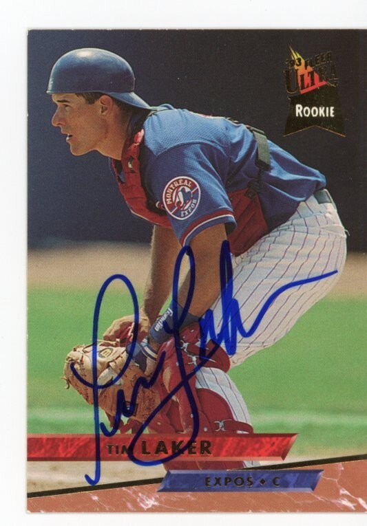 SIGNED BASEBALL CARD AUTO MONTREAL EXPOS TIM LAKER 1993 FLEER ULTRA ...