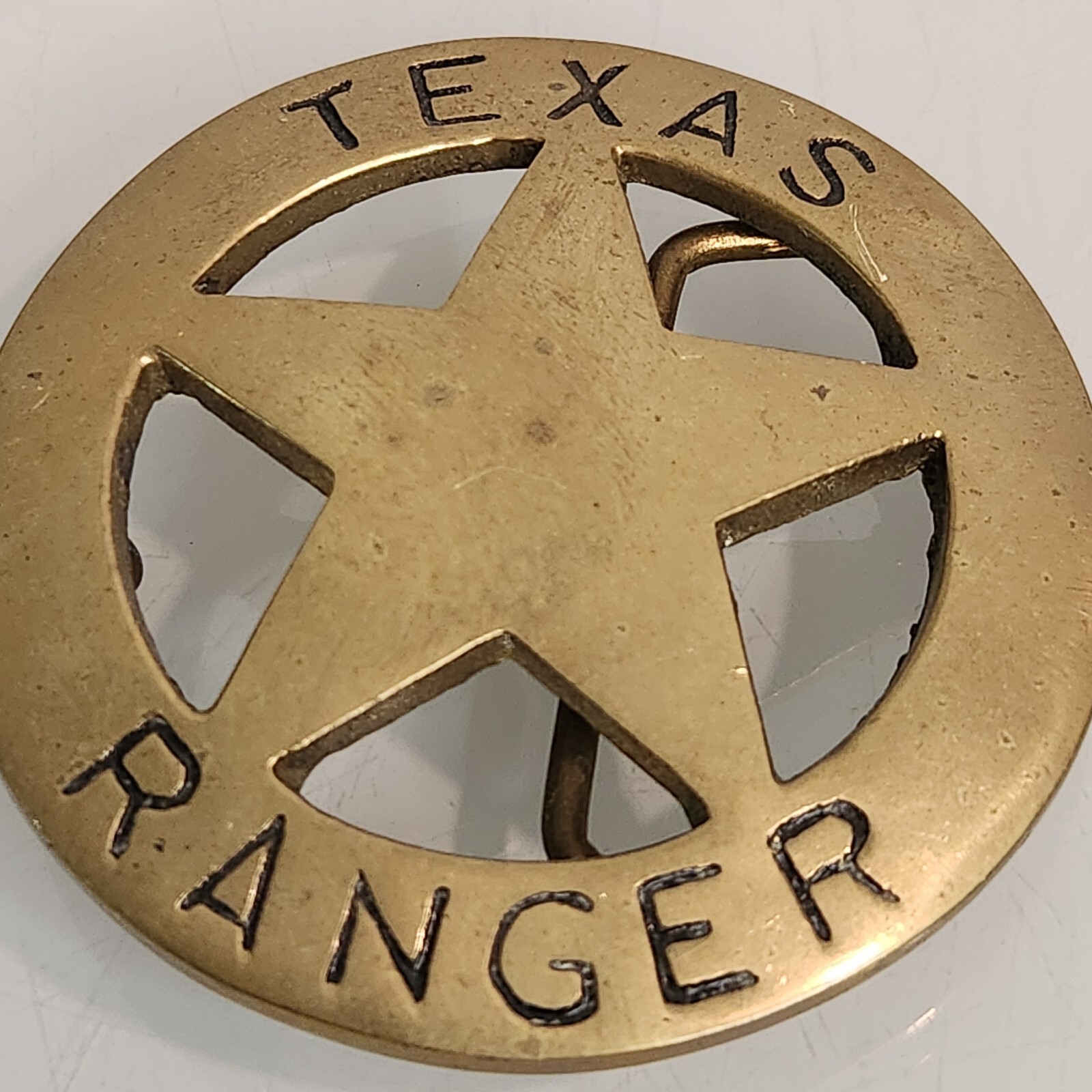 Vintage Texas Ranger Star Brass Belt Buckle - Gem