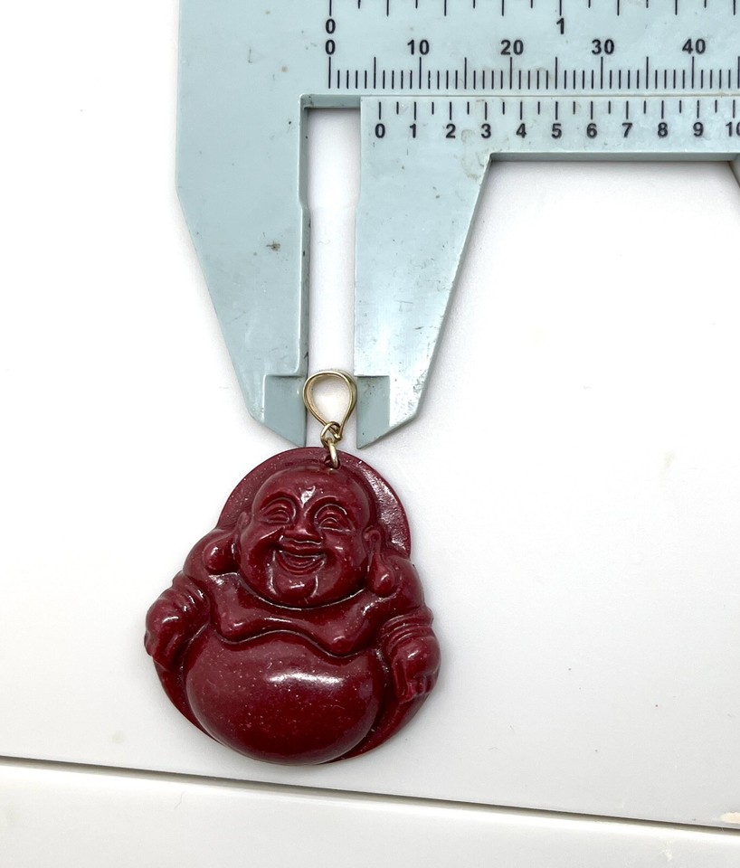 Natural Cinnabar Stone Happy Buddha pendant 10K Real Gold Bail | eBay