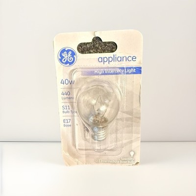 GE S11 Replacement 40W Appliance Bulb E17 Base, High Intensity Light ...