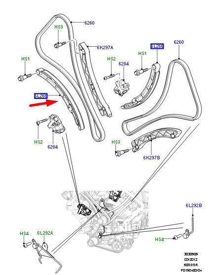 OEM LAND ROVER DISCOVERY L319 TIMING CHAIN TENSIONER LR051013 GENUINE ...