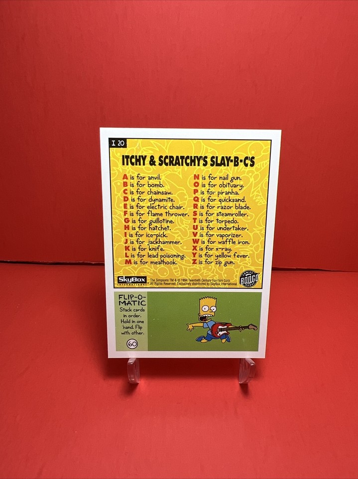 1994 SkyBox Bongo Comics Simpsons Itchy & Scratchy Checklist #I20 VG🦄 ...