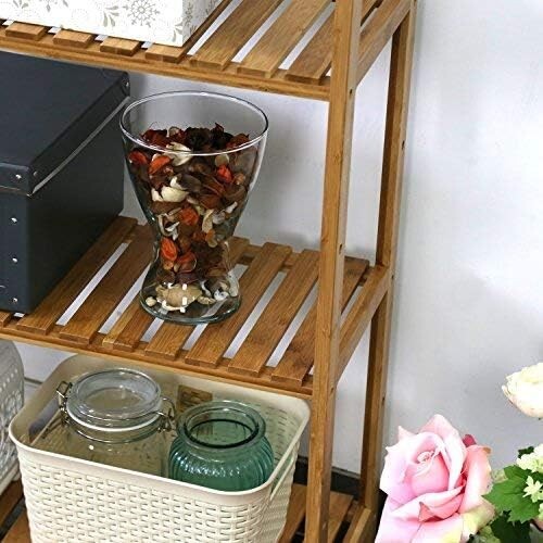 5-Tier Bamboo Free Standing Storage Rack Shelf Multifunctional Shelving ...