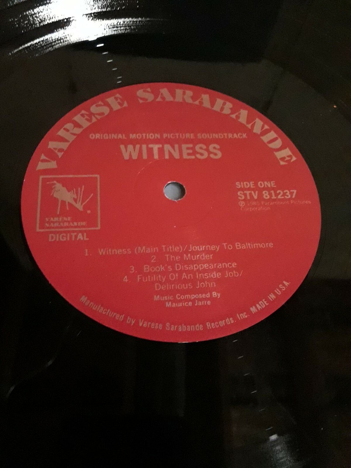 Witness Movie Soundtrack Vinyl LP Record Maurice Jarre 1985 | eBay