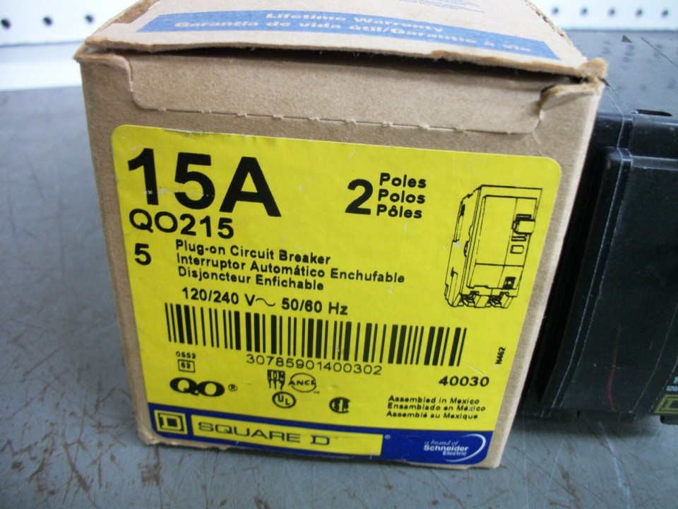 SQUARE D QO CIRCUIT BREAKER QO215 15AMP 240VOLT 2POLE NOB | eBay