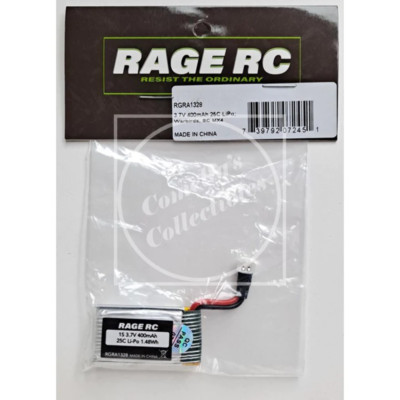 Rage RC 3.7V 400mAh 25C LiPo Battery; Super Cub MX, MX4, Warbirds ...