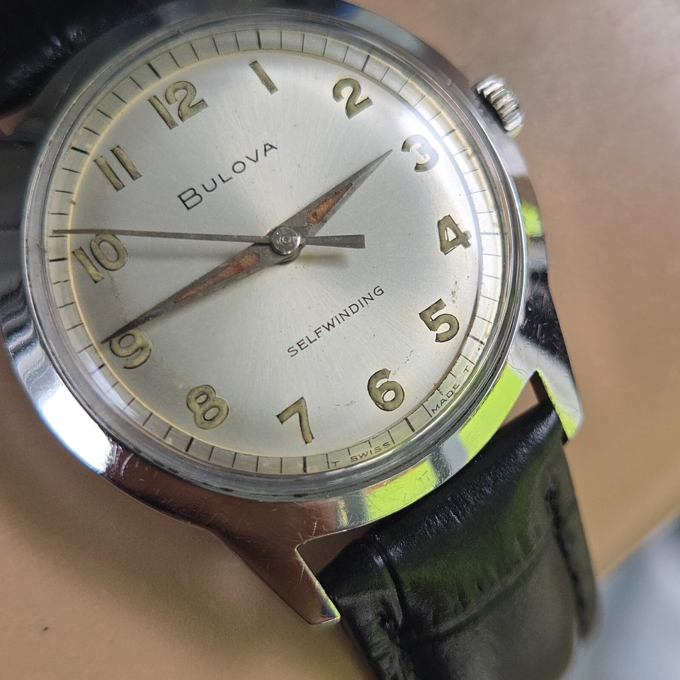 Vintage BULOVA Clipper "A" men's automatic watch 11ALAC Mlitary style ...