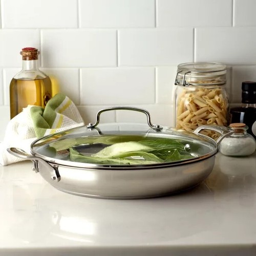 Classic 12" Stainless Steel Everyday Frying Searing Pan w/Cover | eBay