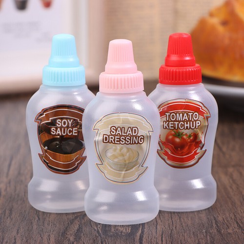 4pcs Mini Sauce Bottle 40ml Ketchup Honey Tomato Salad Containers ...