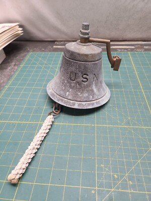 Antique USN US Navy Bronze Brass Ship's Bell Maritime Bracket Mount | eBay