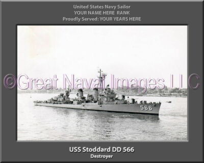 USS Stoddard DD 566 Personalized Canvas Ship Photo 2 Print Navy Veteran ...