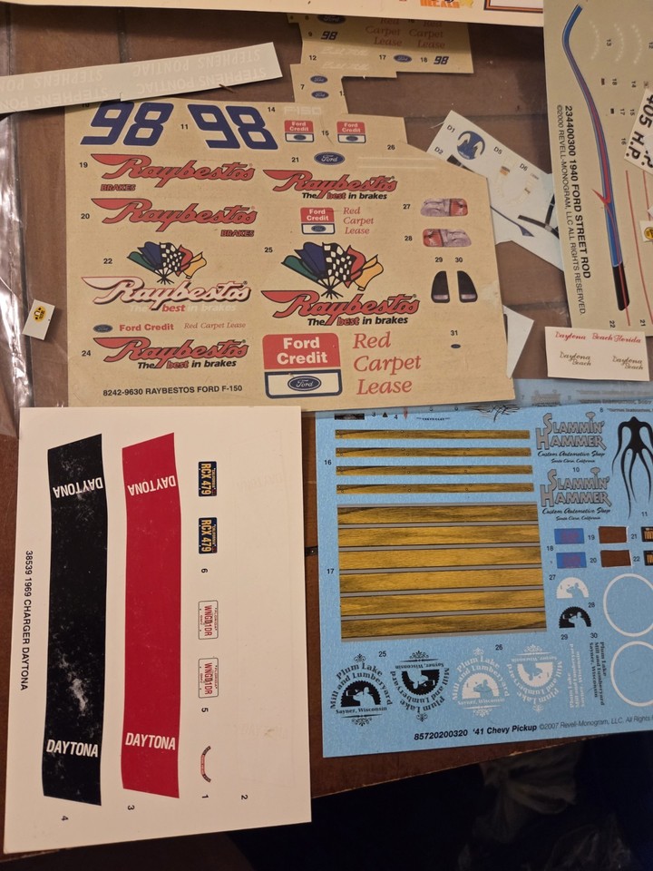 JUNKYARD LOT of RANDOM CAR MODEL DECALS Raybesto Hardees Ford Chevy ...