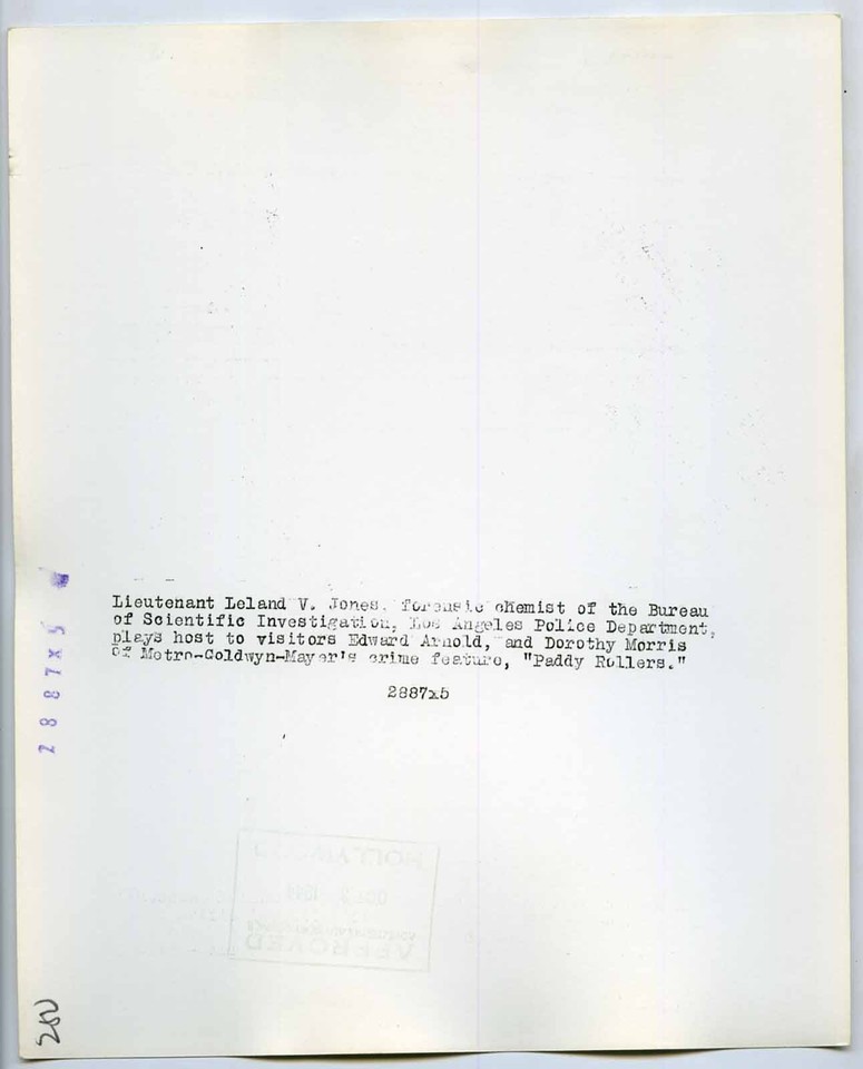 o16304 1944 orig photo Edward Arnold, Dorothy Morris, LAPD Lt Leland V ...