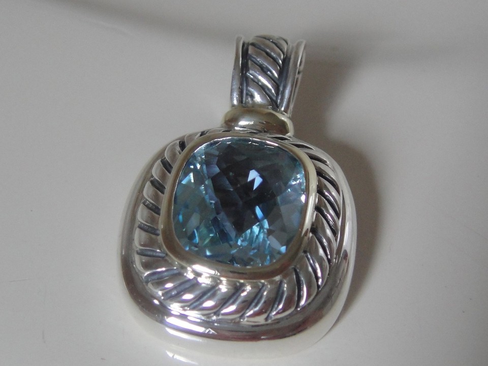 $1350 DAVID YURMAN 14K,SS ALBION BLUE TOPAZ ENHANCER | eBay UK