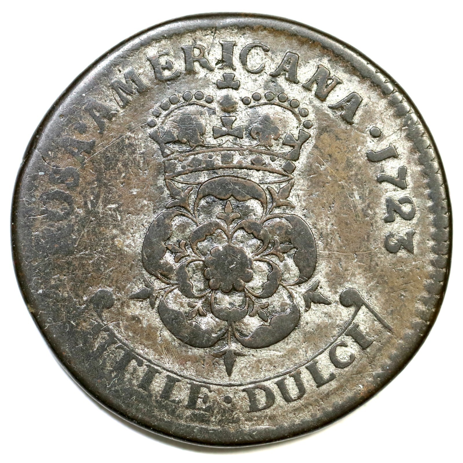 1723 3.8-E.16 R-4 Rosa Americana Two Pence Colonial Coin | eBay