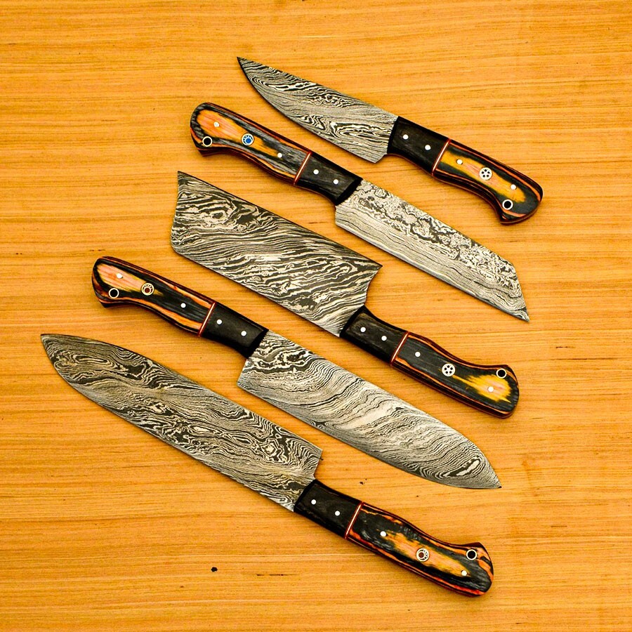Professional Handmade_5 x Kitchen Chef Knife Set Damascus knives in ...