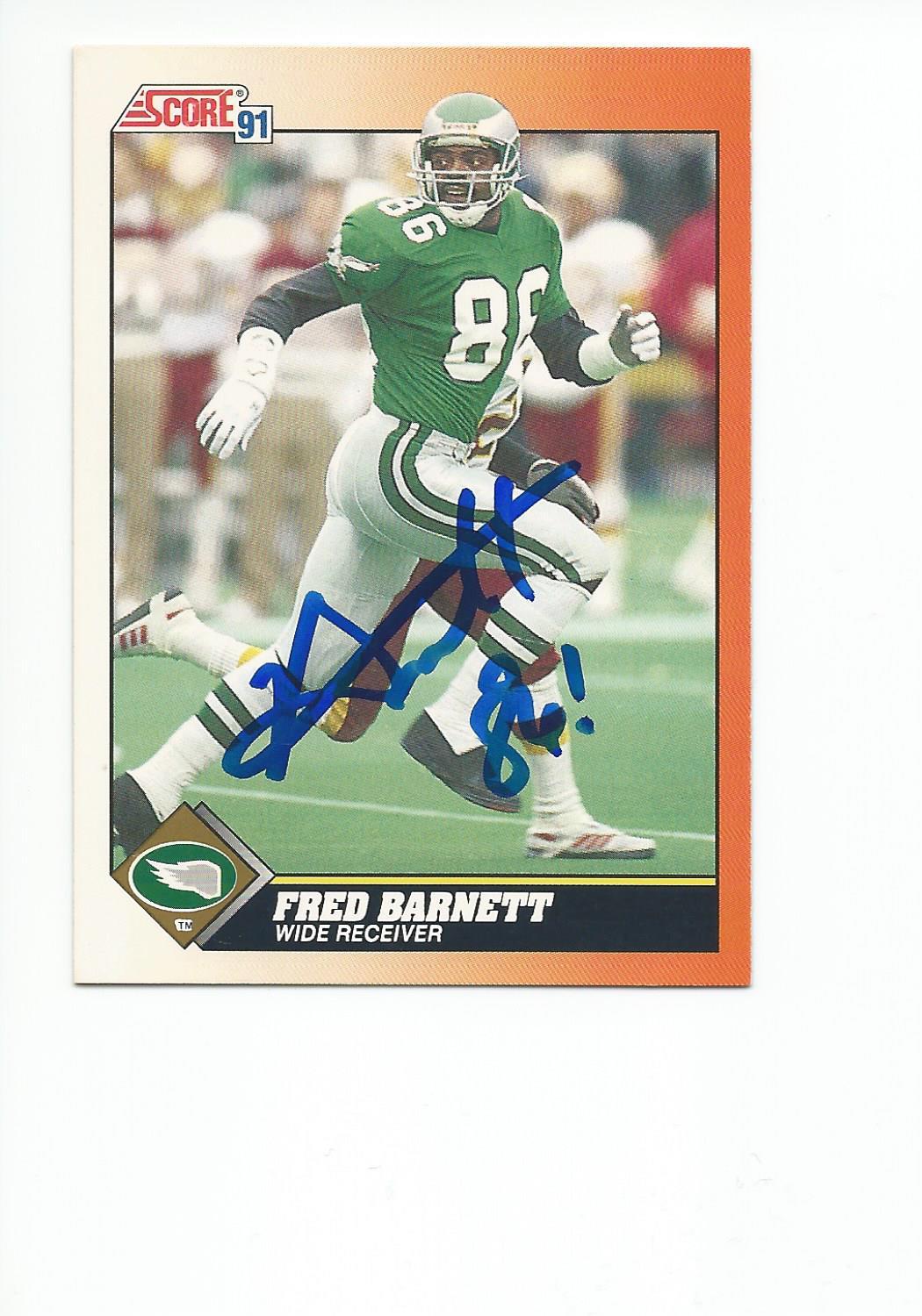 FRED BARNETT Autographed Signed 1991 Score card Philadelphia Eagles COA ...