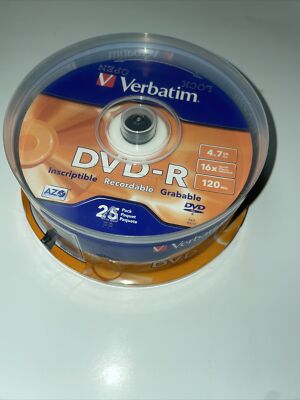 Verbatim DVD-R Discs, 4.7GB, 16x, Spindle, Matte Silver, 25/Pack ...