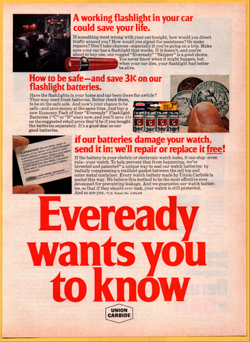 Eveready Wants You to Know Union Carbide Battery Print Ad Poster Promo ...